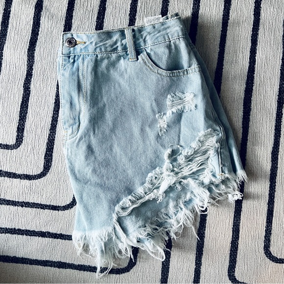Shorts | Ripped Raw Cut Denim Shorts In Light Wash | Poshmark